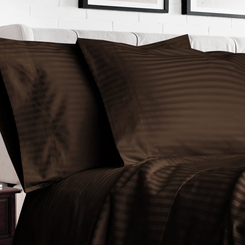 Valentino 1200 Thread Count Egyptian Cotton Sheet Set - Striped Patter