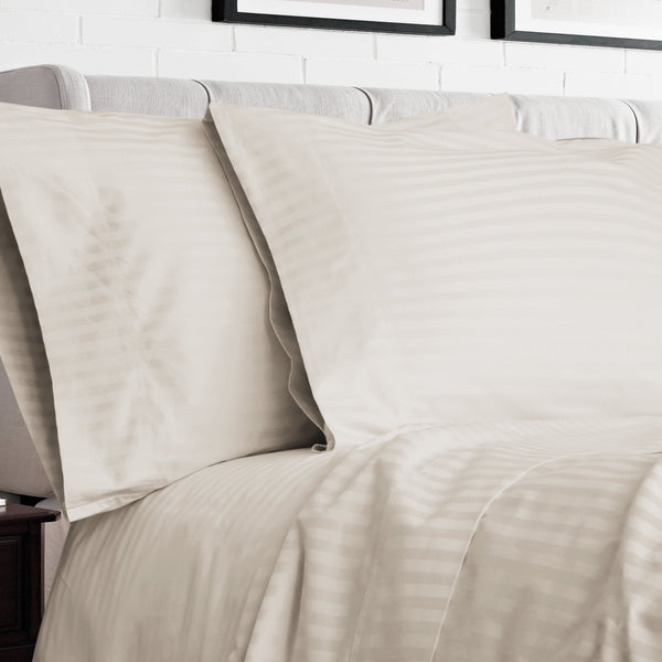 Valentino 1200 Thread Count Egyptian Cotton Sheet Set - Striped Patter